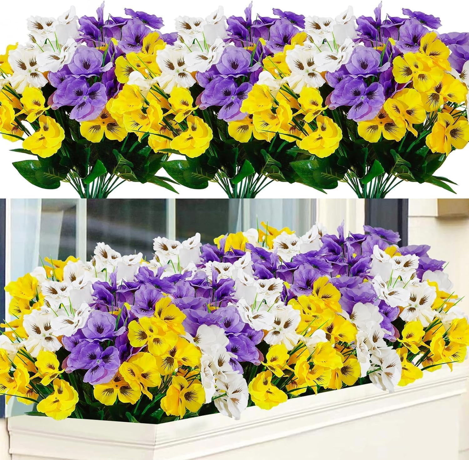 Hidove 9 Bundles Fake Pansy Flowers for Outdoor UV Rnt Silk Pansies Sp ...