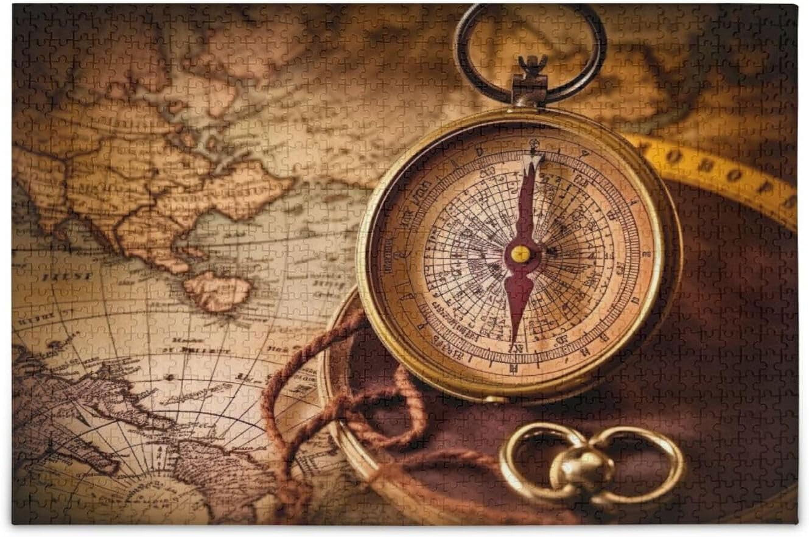 Hidove Antique Compass Map Jigsaw Puzzles for Adults 1000 Piece ...