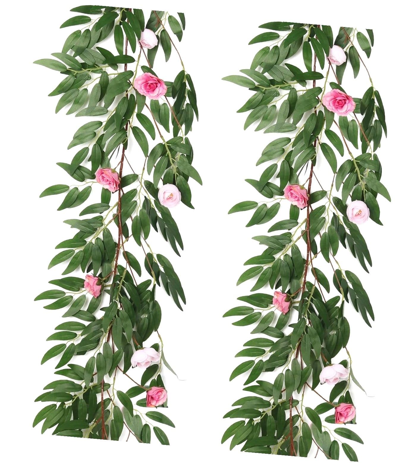 Hidove Artificial Hanging Leaves Vine Twigs with Roses 2 Piece 5.7 Ft ...