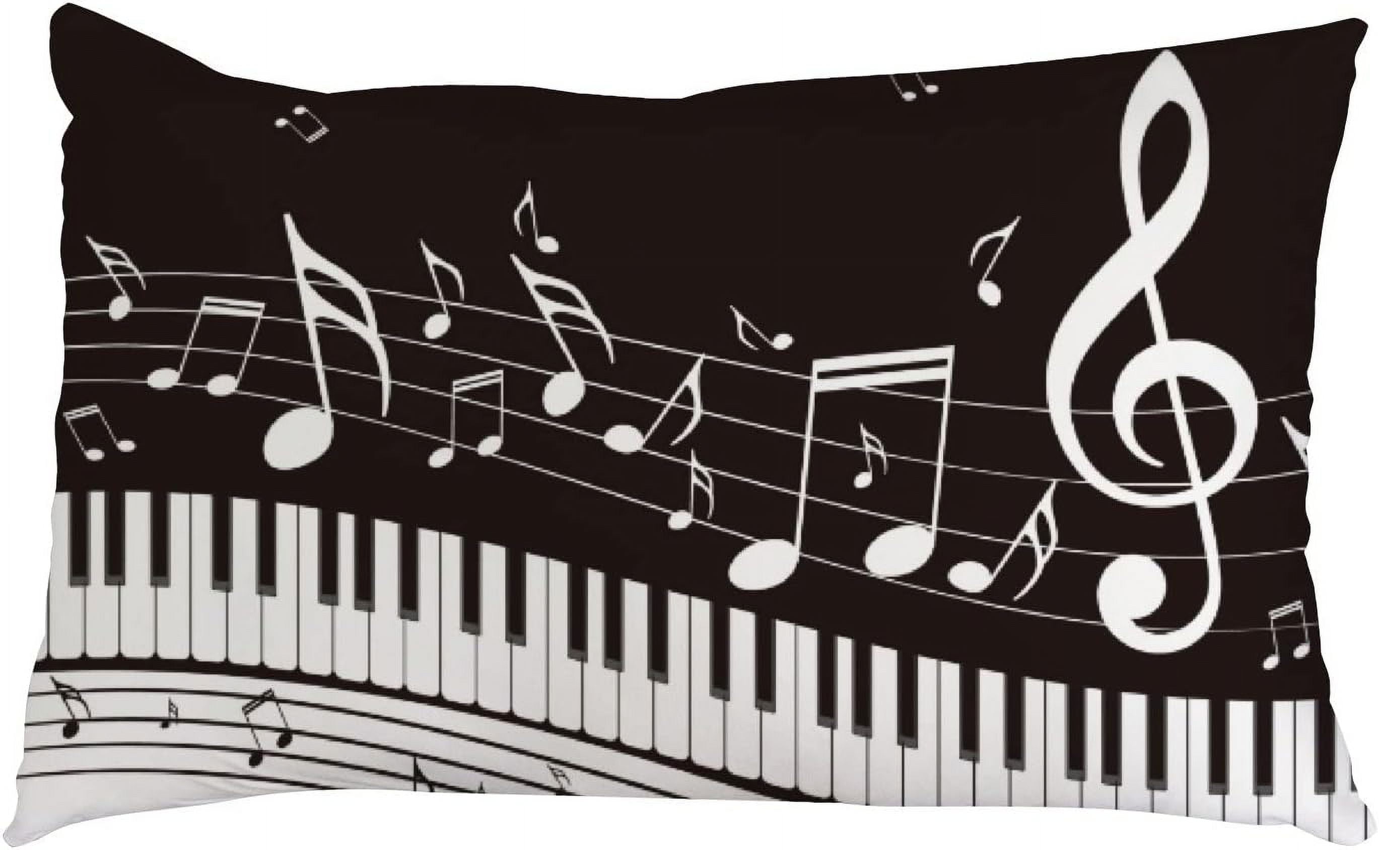 Hidove Balck White Music Notes Velvet Zippered Oblong Lumbar Plush ...