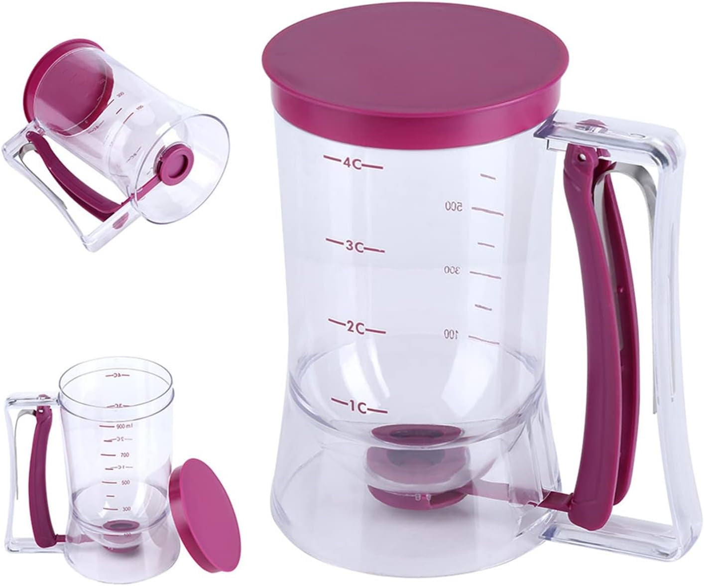 Hidove Batter Dispenser 900mL, 4 Cup Pancake Cupcake Batter Dispense ...