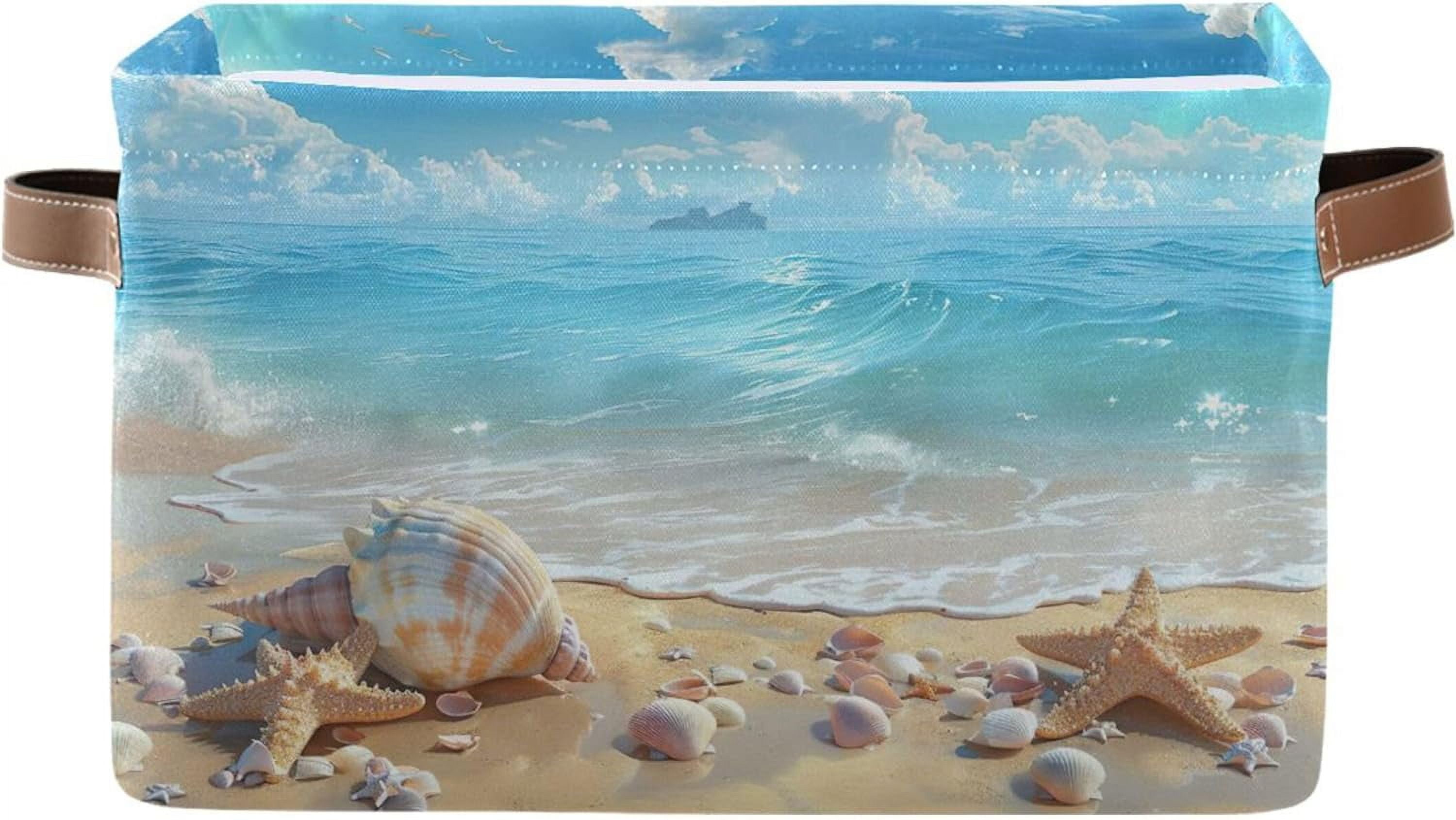 Hidove Beautiful Beach Storage Basket with Handles for Organizing ...