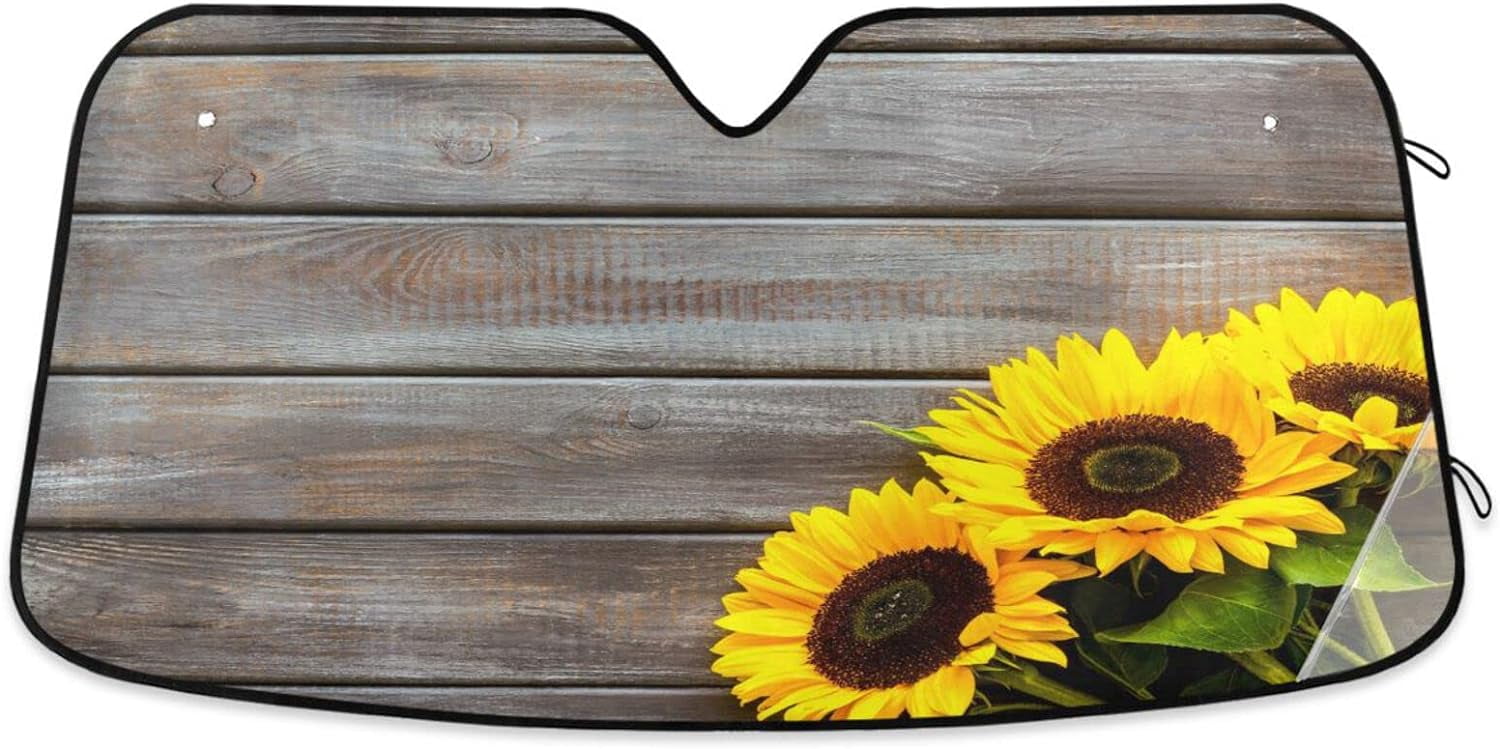 Hidove Beautiful Yellow Sunflowers Frame Car Windshield Sun Shade ...