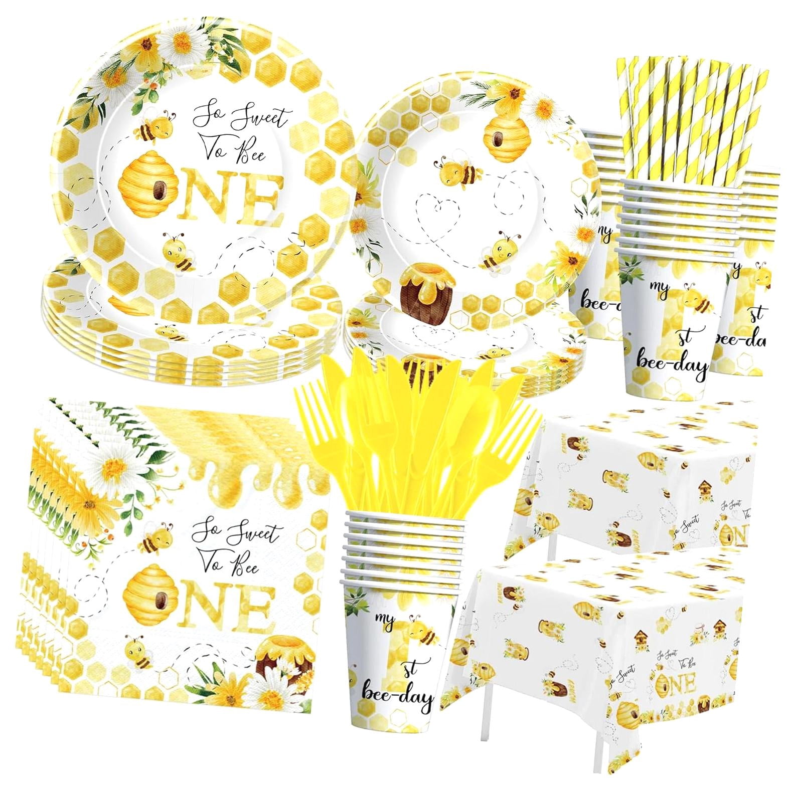 Hidove Bee 1st Birthday Party Decorations Tableware - Bumble Bee First ...