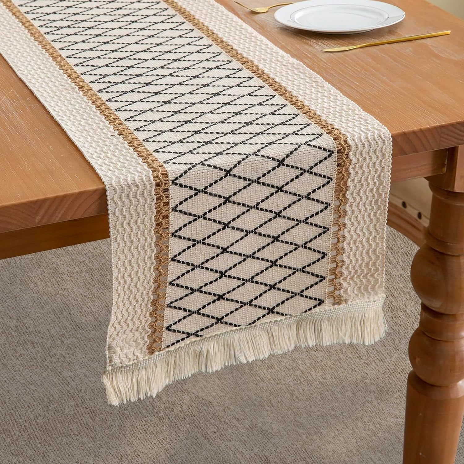 Hidove Bla Pattern Boho Mace Table Runner 12 x 90 in, Farmhouse Drer ...