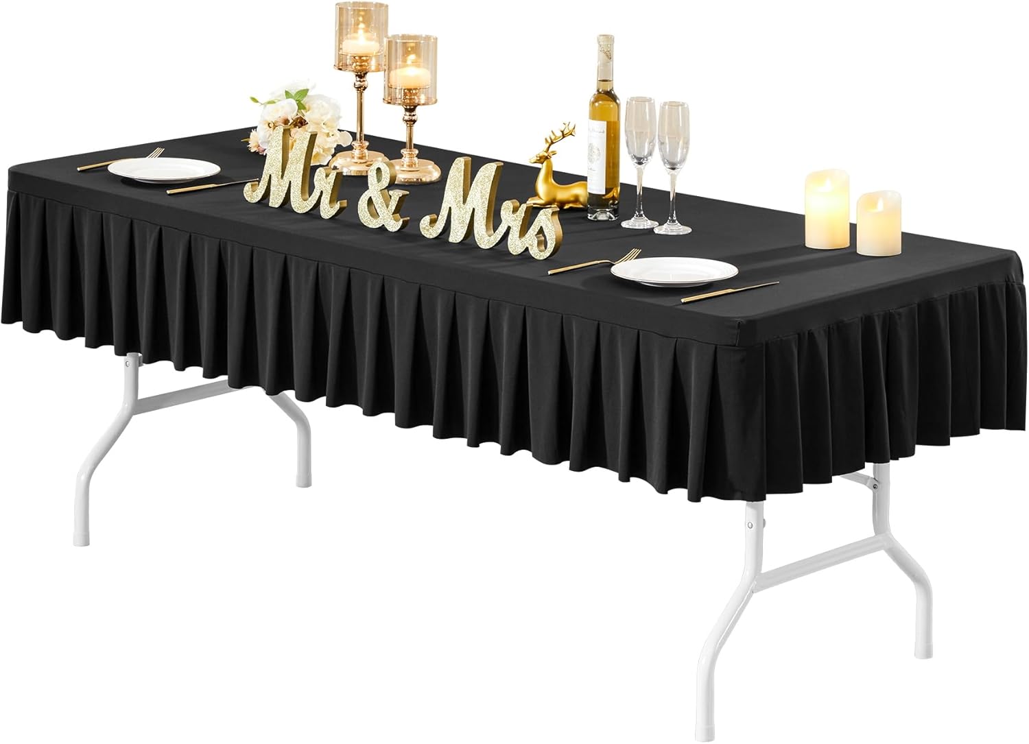 Hidove Bla Spandex Tablecloth for 6 Foot Rectangle Table Stret tted ...