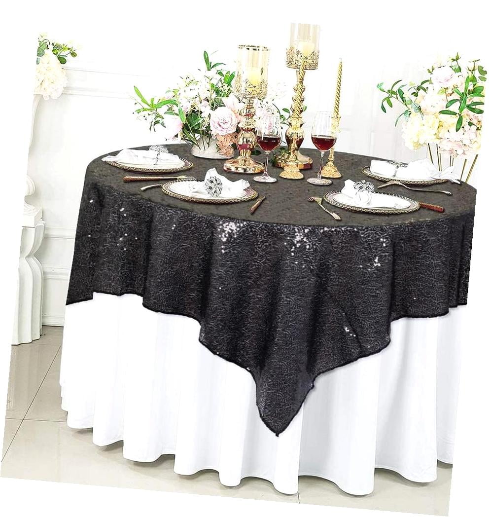 Hidove Black Sequin Tablecover 72x72-Inch Square Table Topper Sequin ...