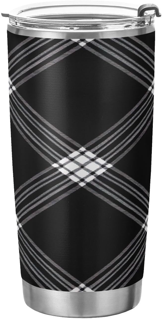 Hidove Black and White Checkered Pattern 20 oz Stainless Steel ...
