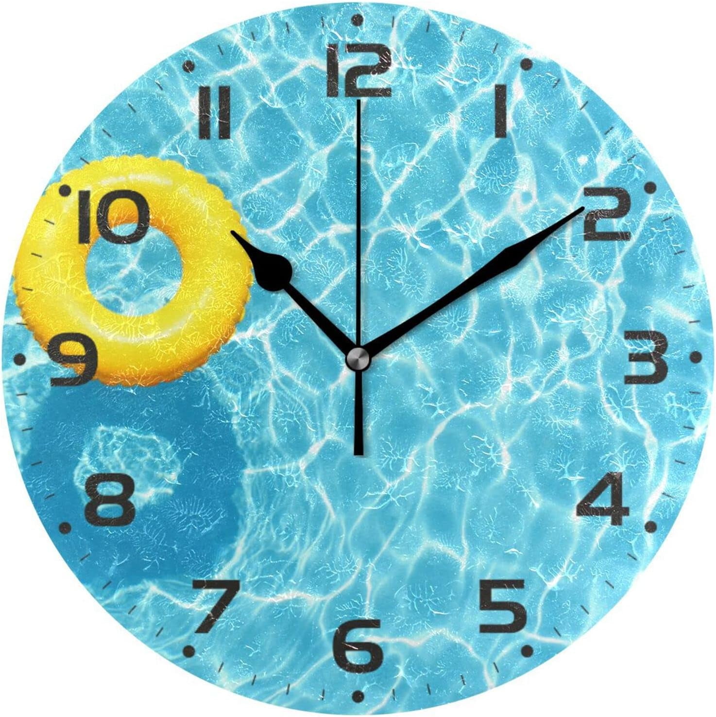 Hidove Blue Swimming Pool Wall Clock, Silent Non Ticking 10 Inch ...