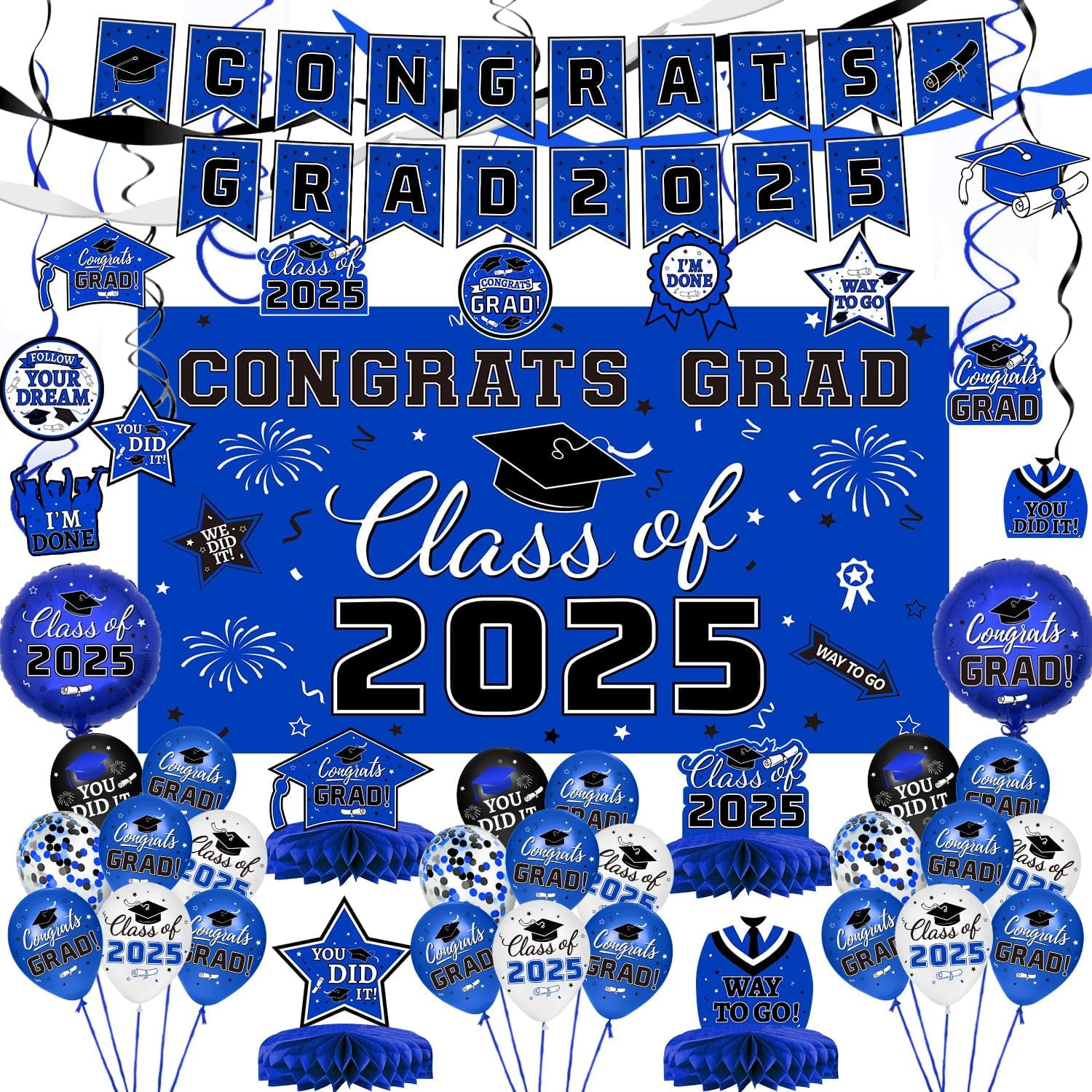 Hidove Blue Themed Graduation Decorations Class of 2025 - Congrats Grad ...