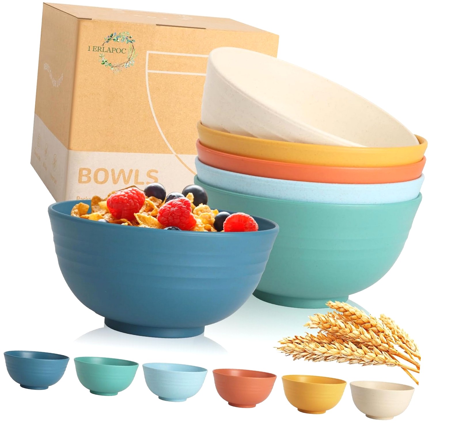 Hidove Bowls, 26 OZ Cereal Bowls Set of 6, Unbreakable Salad and Soup ...