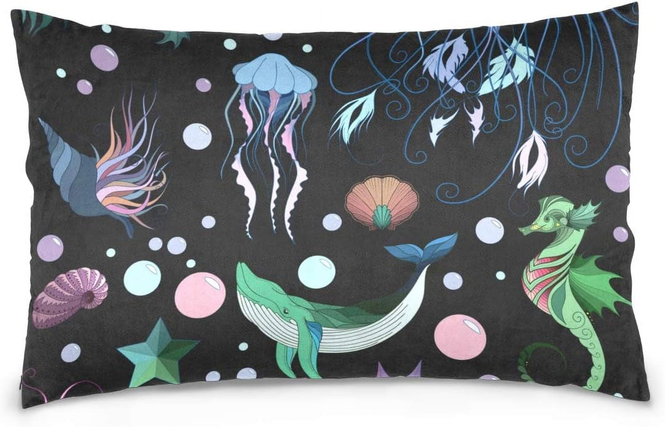 Hidove Bright Undersea Animals Velvet Oblong Lumbar Plush Throw Pillow ...