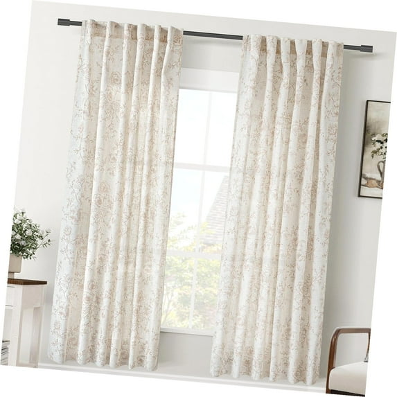 Hidove Brown Floral Curtains 63 inch Length Back Tab Farmhouse Living ...