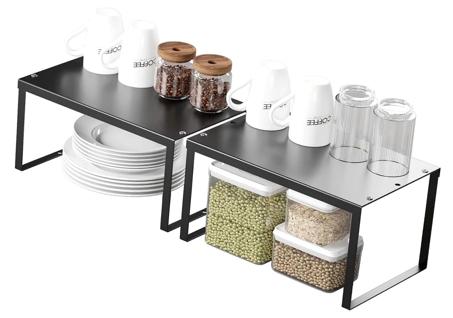 Hidove Cabinet Organizer Shelves, Set of 2 Cabinet Shelves, Stackable ...