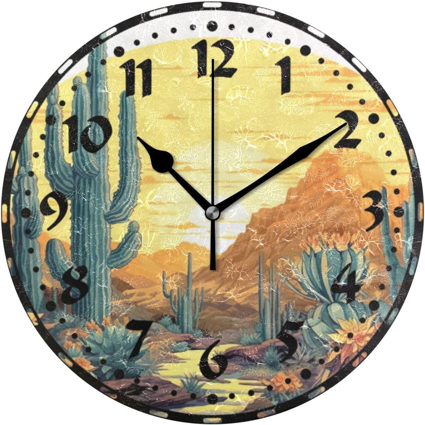 Hidove Cactus Plants Wall Clock, Silent Non Ticking 10 Inch Battery ...