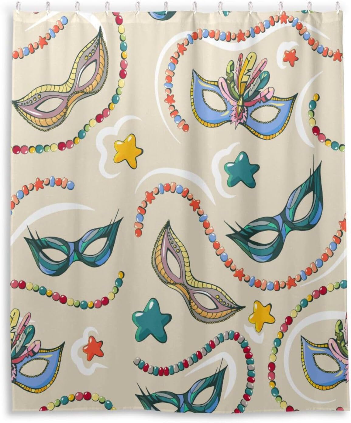 Hidove Cartoon Color Carnival Mask Shower Curtain For Bathroom