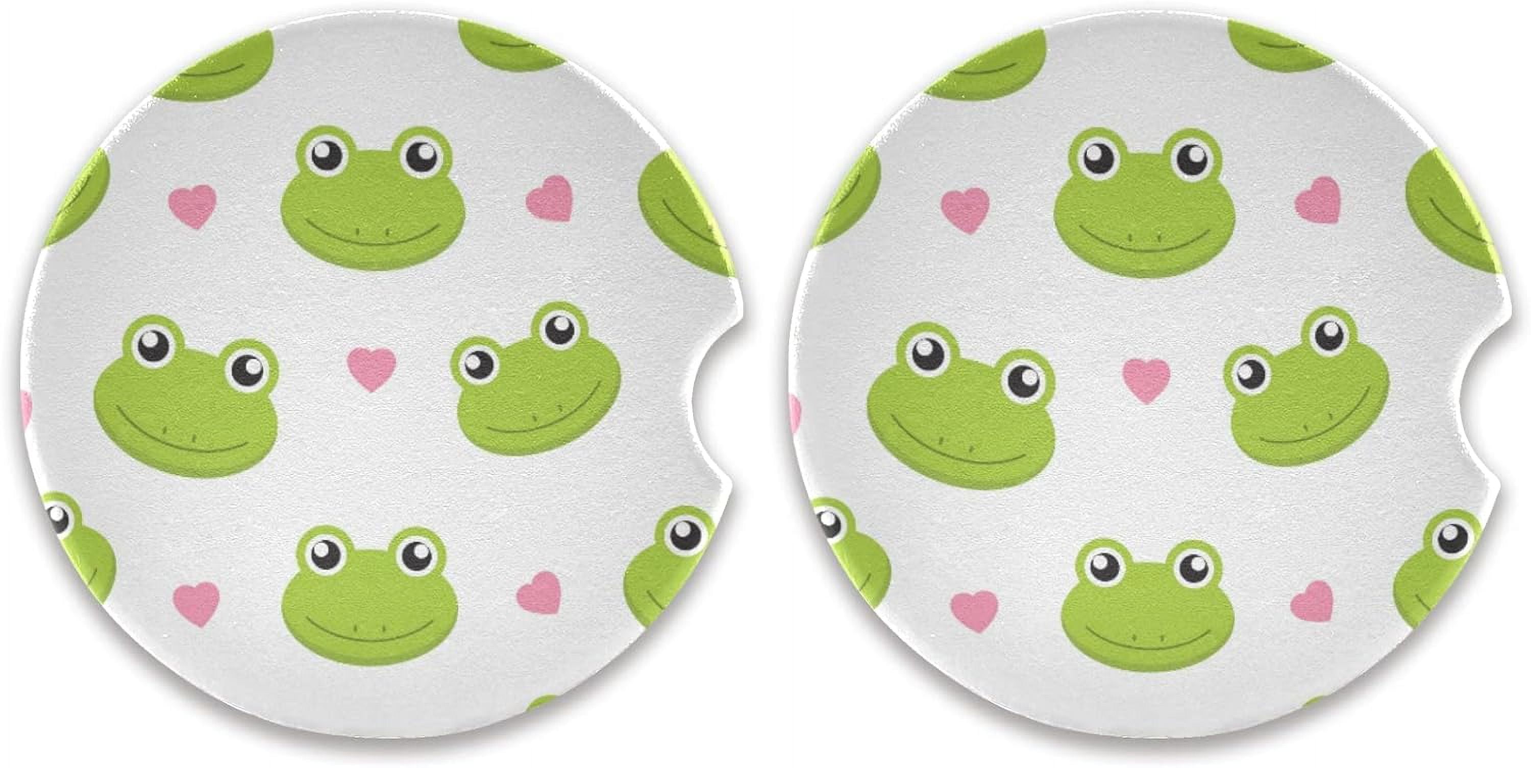 Hidove Cartoon Frog Car Coaster 2 Pieces, with Finger Slits, Easy to ...