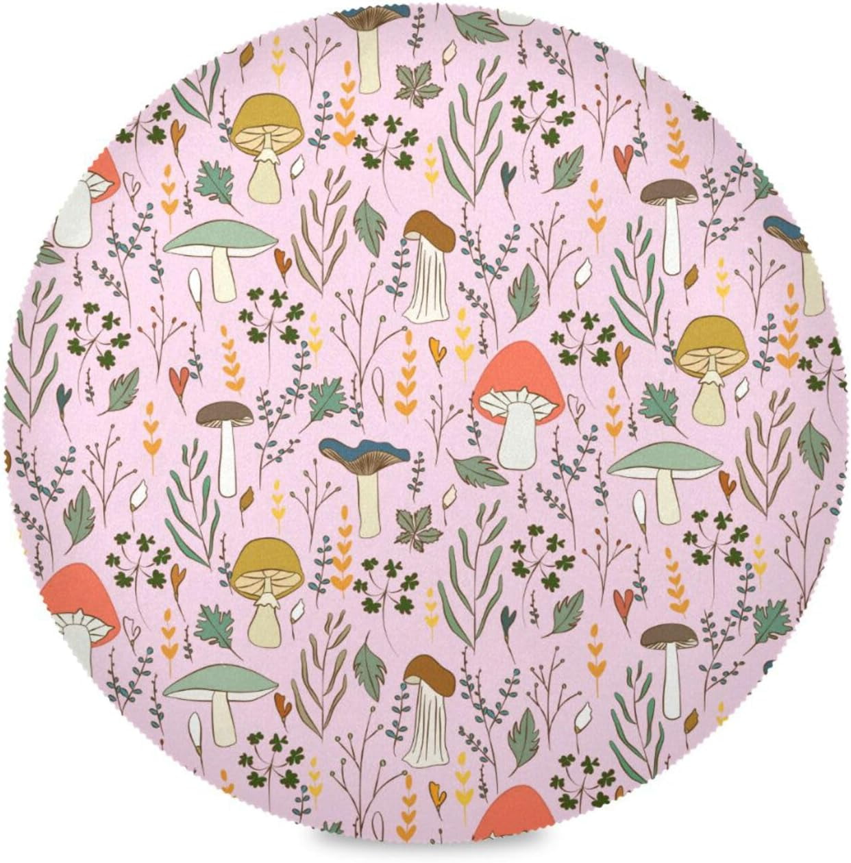 Hidove Cartoon Mushroom Round Placemats Set of 1 Table Mats for Kitchen ...