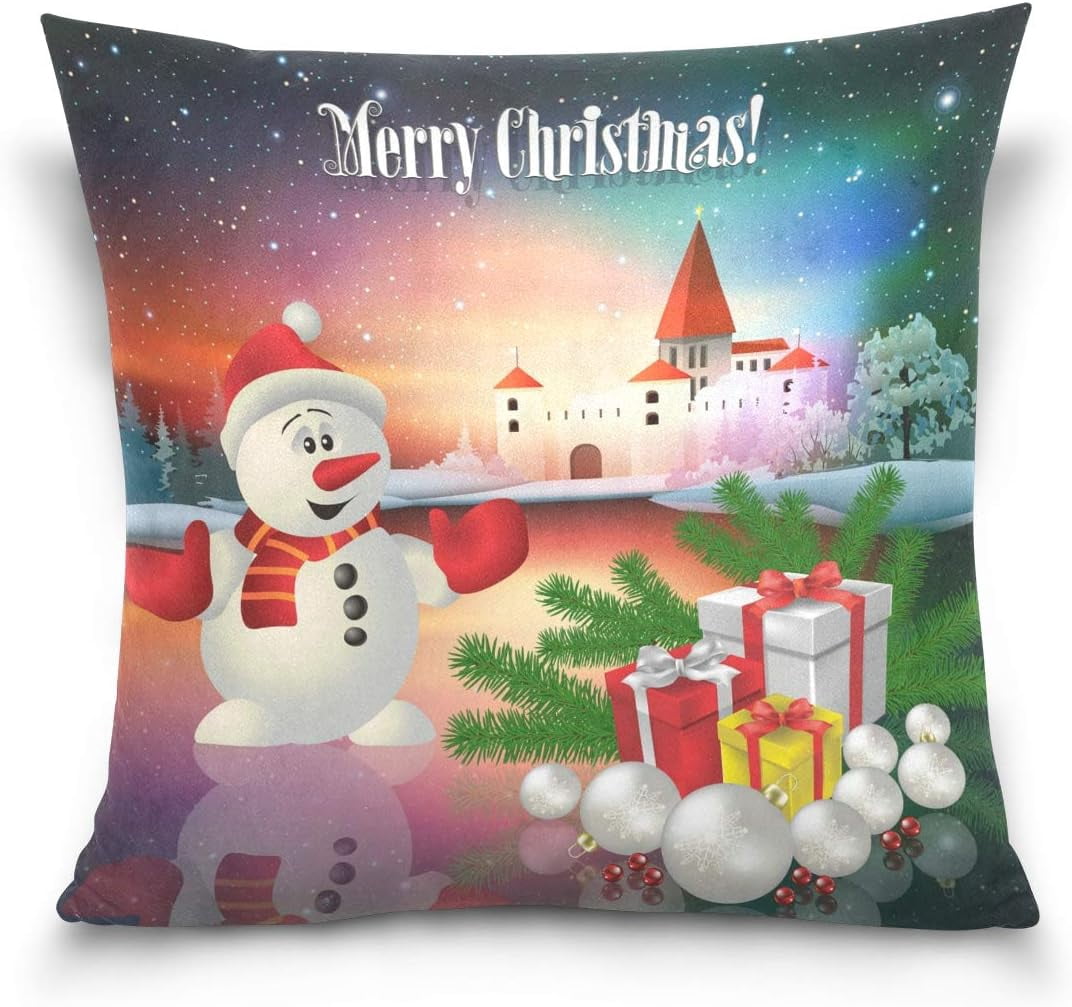 Hidove Castle and Snowman with Gifts Velvet Oblong Lumbar Plush Throw ...