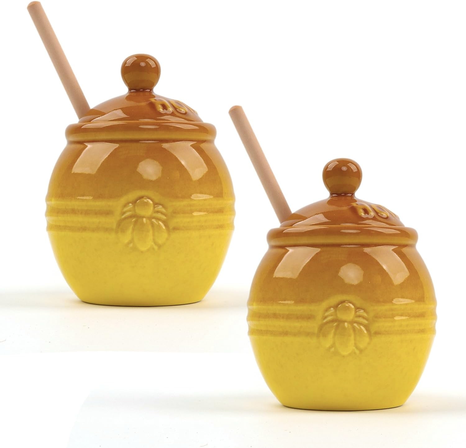 Hidove Ce Honey Pot with Dir, Lid & Wooden Stirrer - 2 Pa Honey Jar, en ...