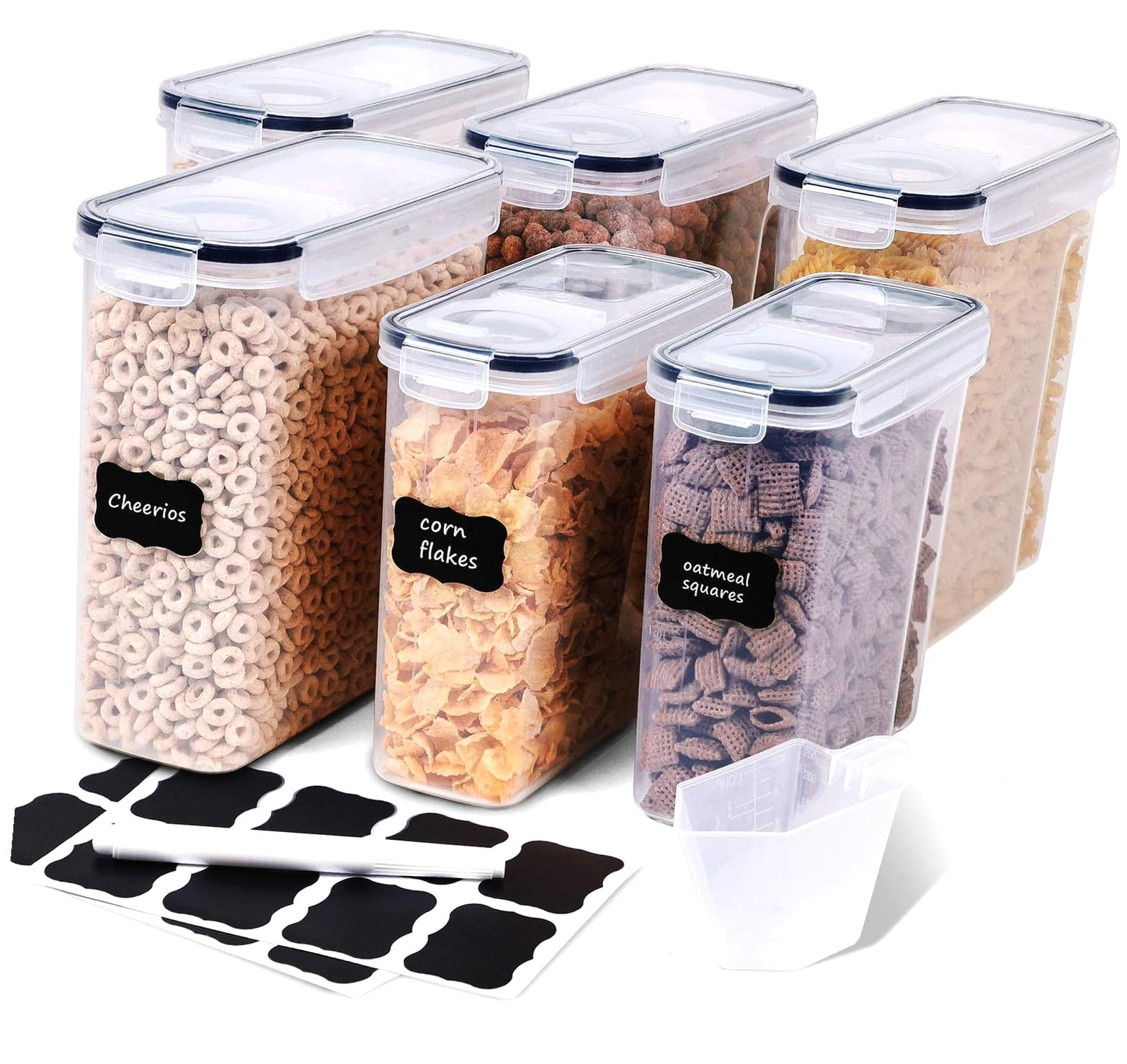 Hidove Cereal Containers Storage Set 6 Piece Airtight Large Dry Cereal ...