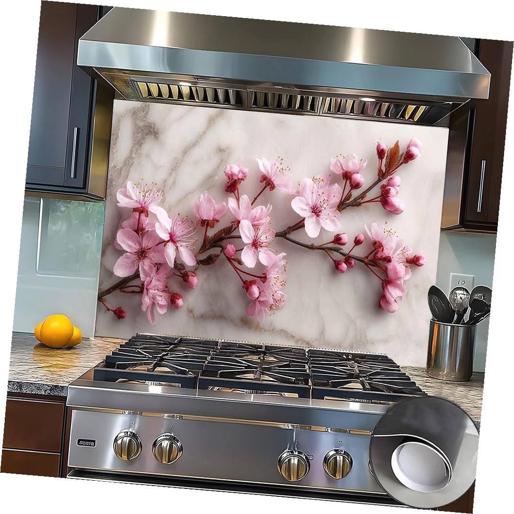 Hidove Cherry Blossom Kitchen Wallpaper, Self-Adhesive Stove Stickers ...