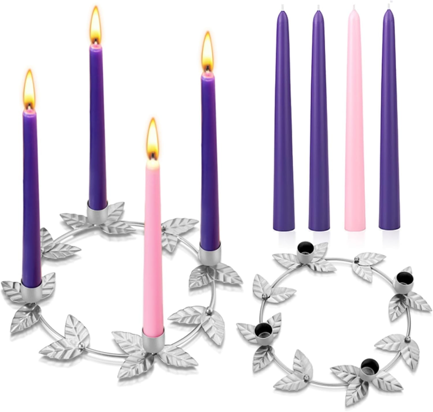 Hidove Christmas Advent Wreath Holder with 4 Candles Set, Advent Wreath ...