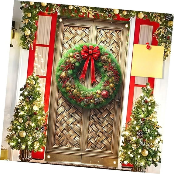 Hidove Christmas Door Banner 71x35 Inch Red Bow and Ornaments Holiday ...