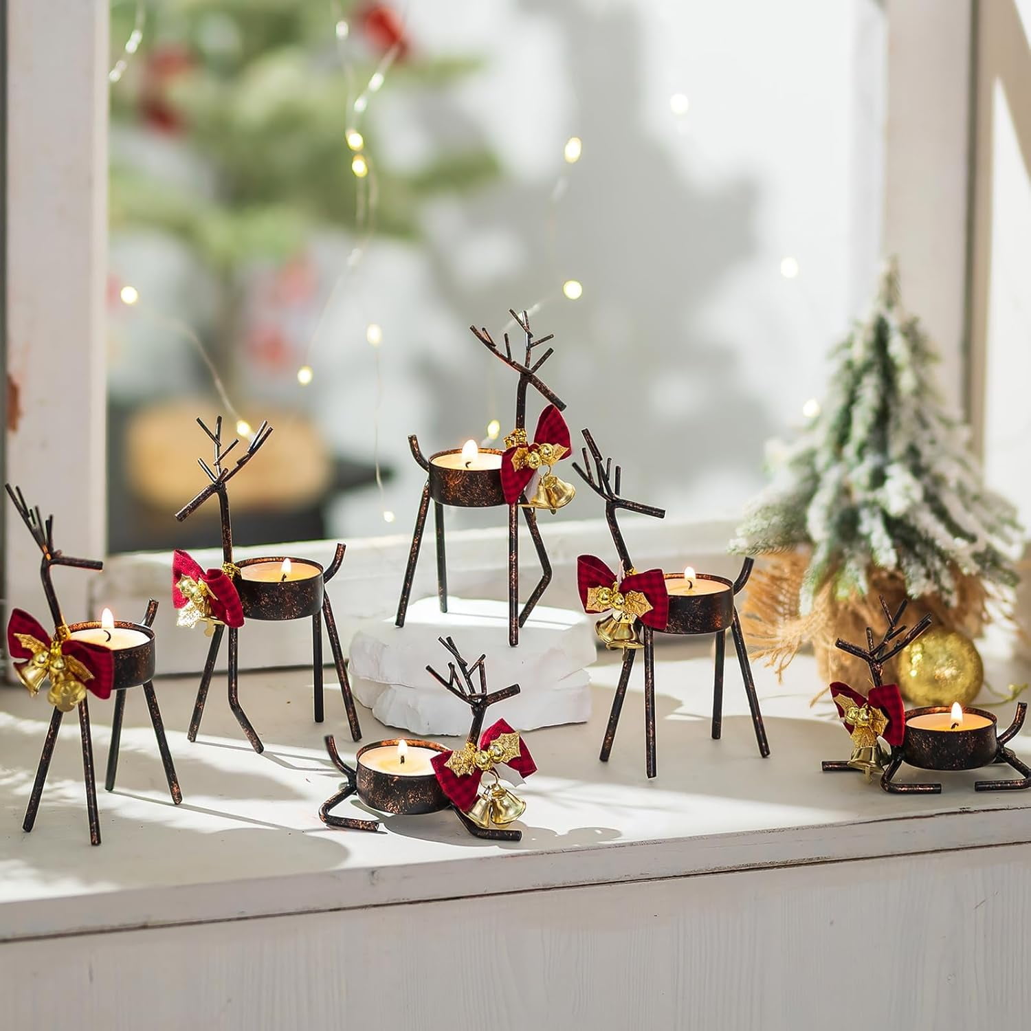 Hidove Christmas Reindeer Holder: 6 Pcs Reindeer Decoration for Window ...