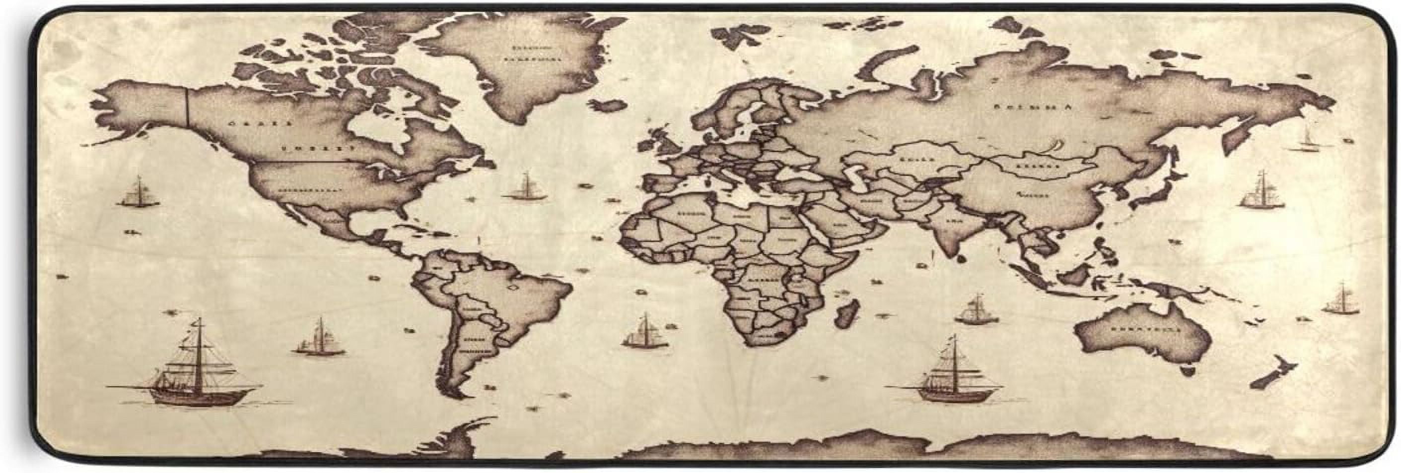 Hidove Classic World Map Area Rug - 2' x 6' Washable Runner Rugs with ...