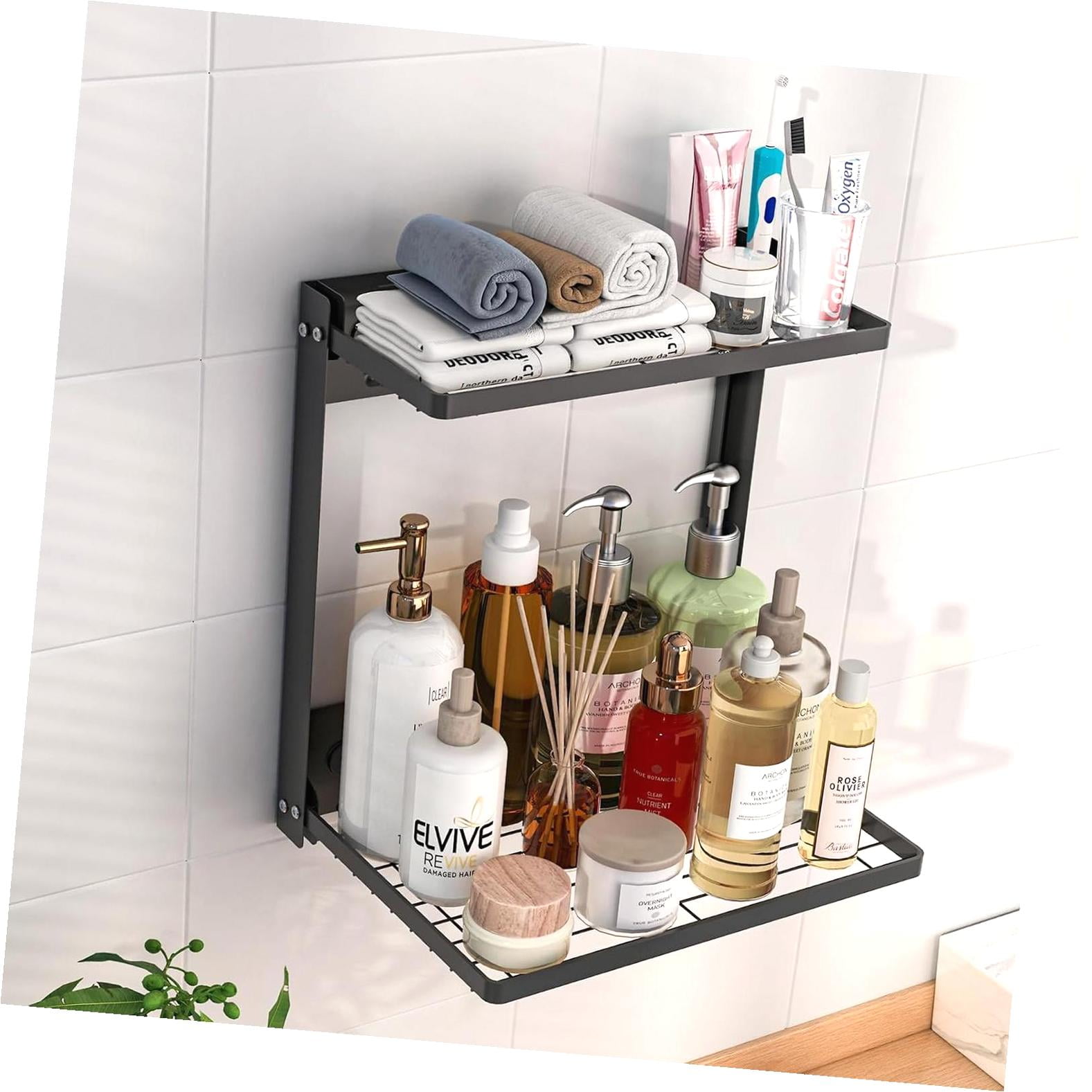 Hidove Collapsible Wall Shelves, 2-Tier Wall-Mounted Shelf for Kitchen ...