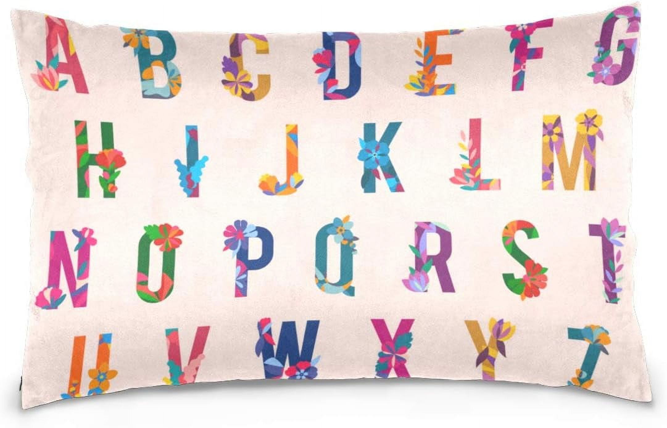 Hidove Colorful Alphabet Velvet Oblong Lumbar Plush Throw Pillow Cover ...