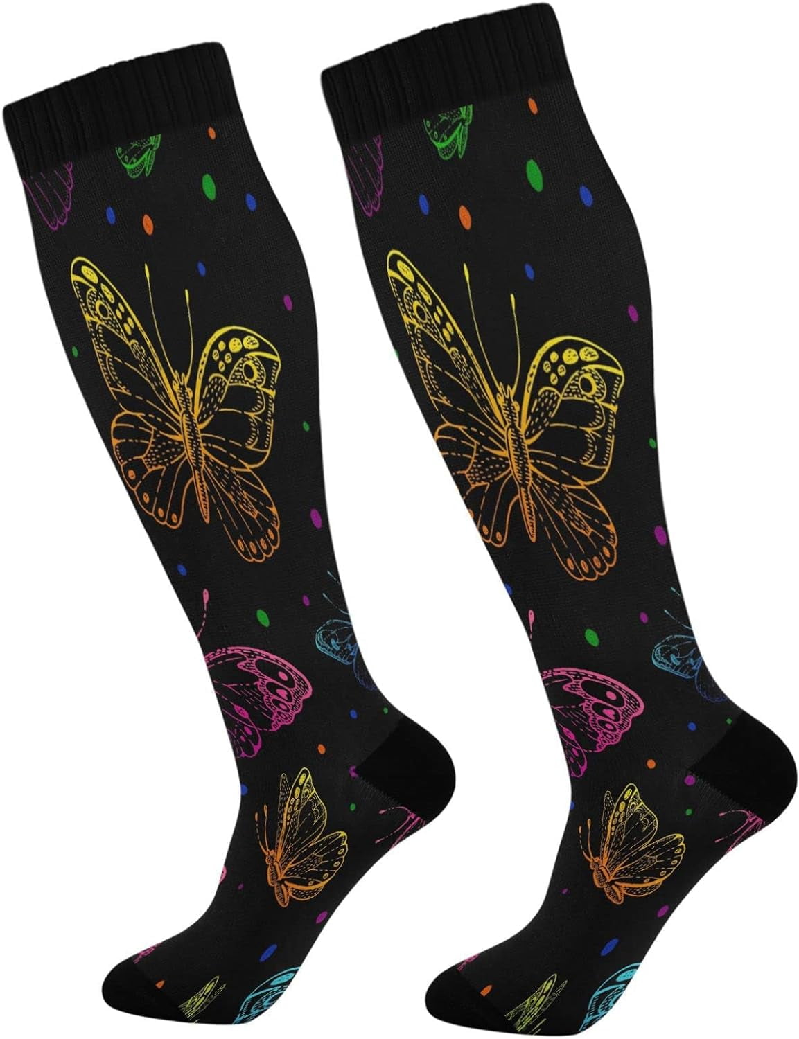 Hidove Colorful Butterfly Compression Socks for Women&Men Circulation ...
