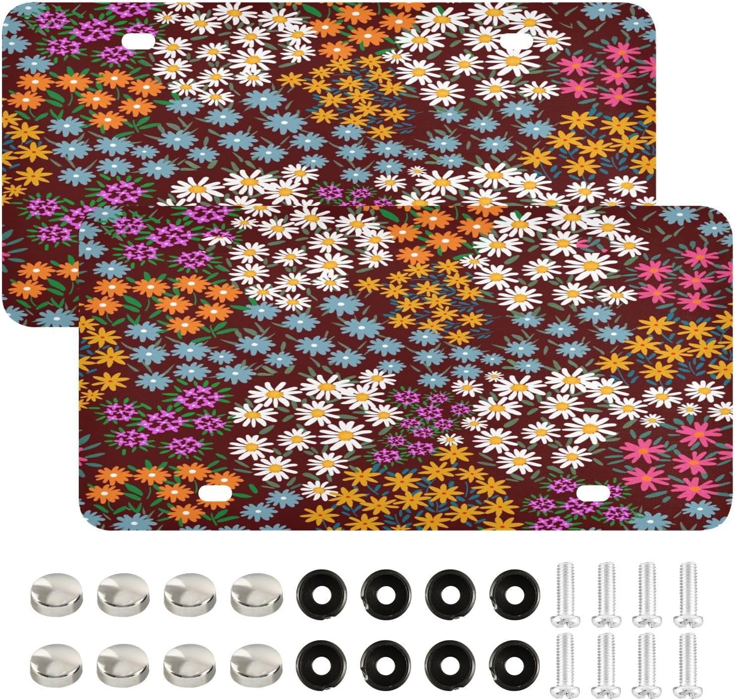 Hidove Colorful Daisy License Plates Front License Plate Covers Metal ...