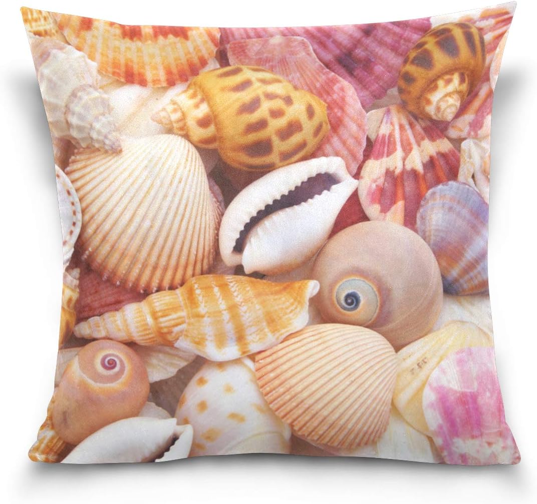 Hidove Colorful Shells Starfish Velvet Oblong Lumbar Plush Throw Pillow ...