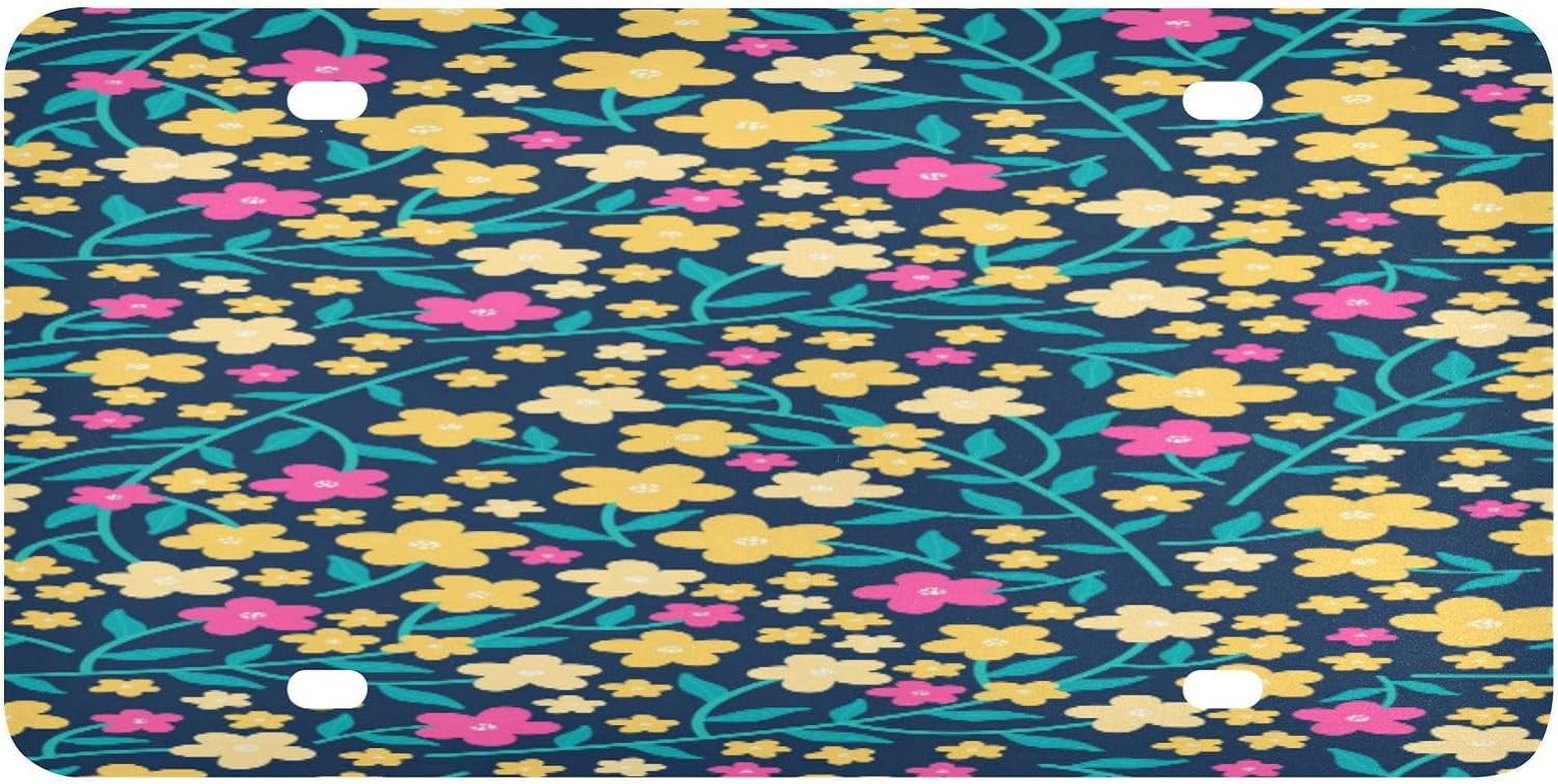 Hidove Colorful Wildflowers License Plate Metal Car Plate,Vanity Tag ...