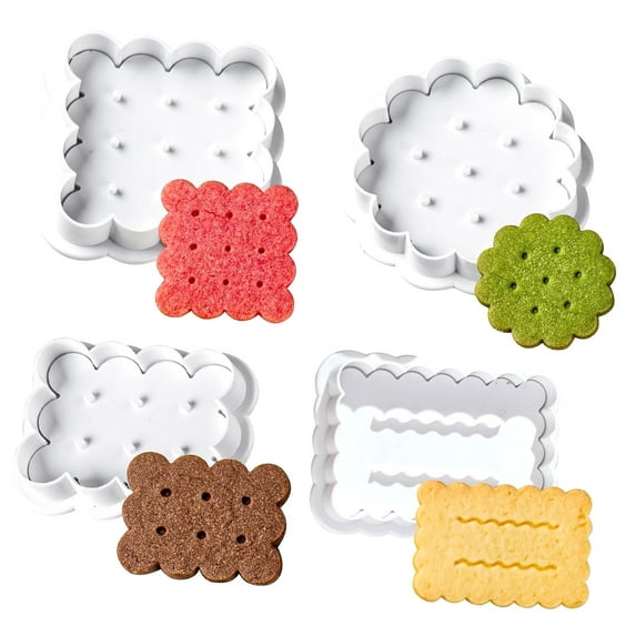 Hidove Cookie Set, 4 Pieces Patterned Cookie Biscuit Cutter Set with 3D ...