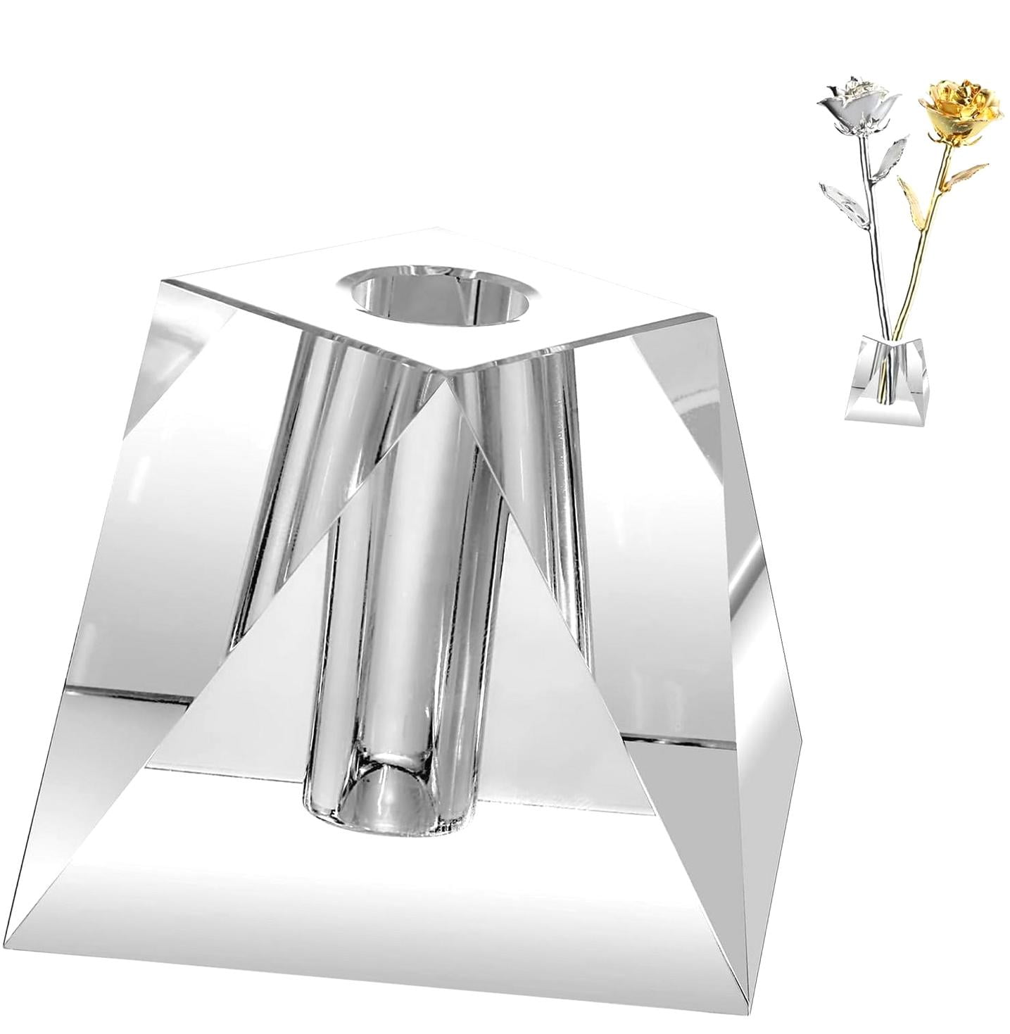 Hidove Crystal Vase Display for Dipped Rose, Crystal Stand for 24K ...