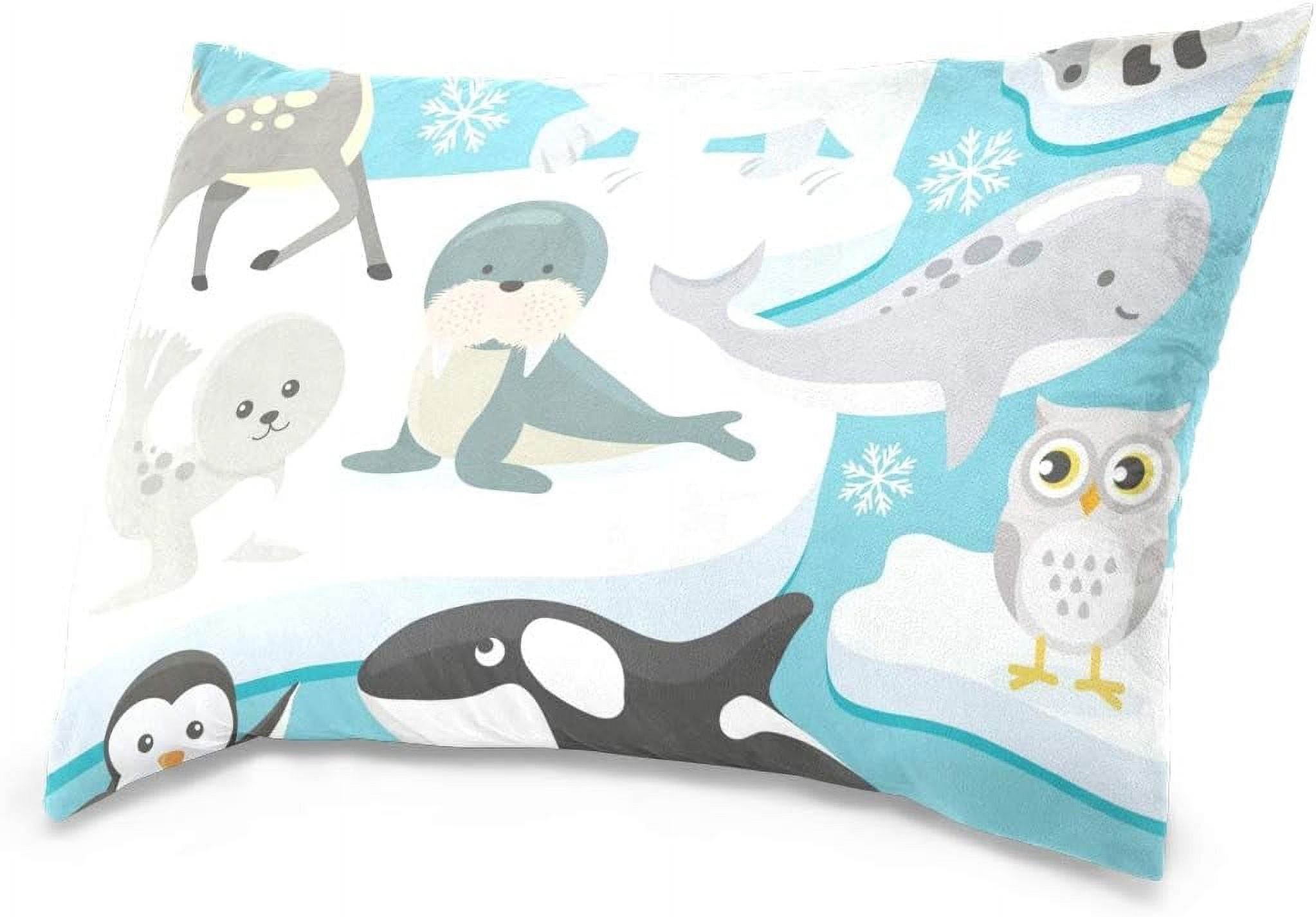 Hidove Cute Arctic Animals Velvet Oblong Lumbar Plush Throw Pillow ...