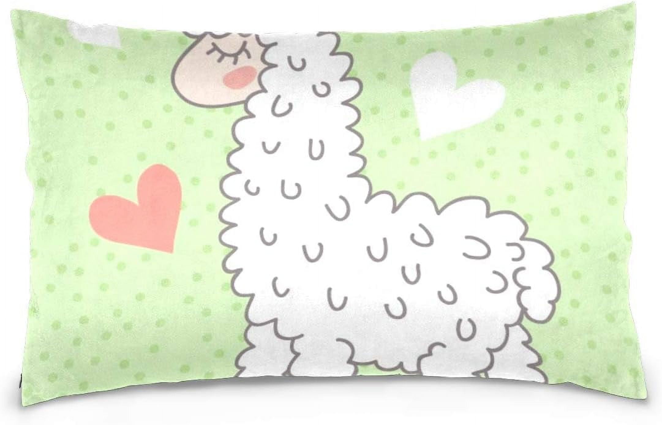 Hidove Cute Cartoon Llama Alpaca Velvet Oblong Lumbar Plush Throw Pillow Cover/Shams Cushion ...