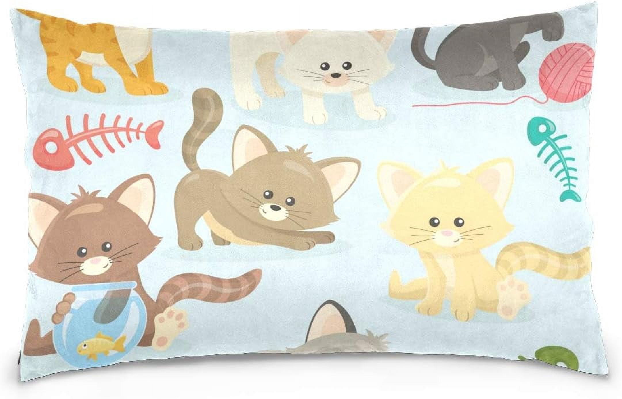Hidove Cute Little Kittens Velvet Oblong Lumbar Plush Throw Pillow ...