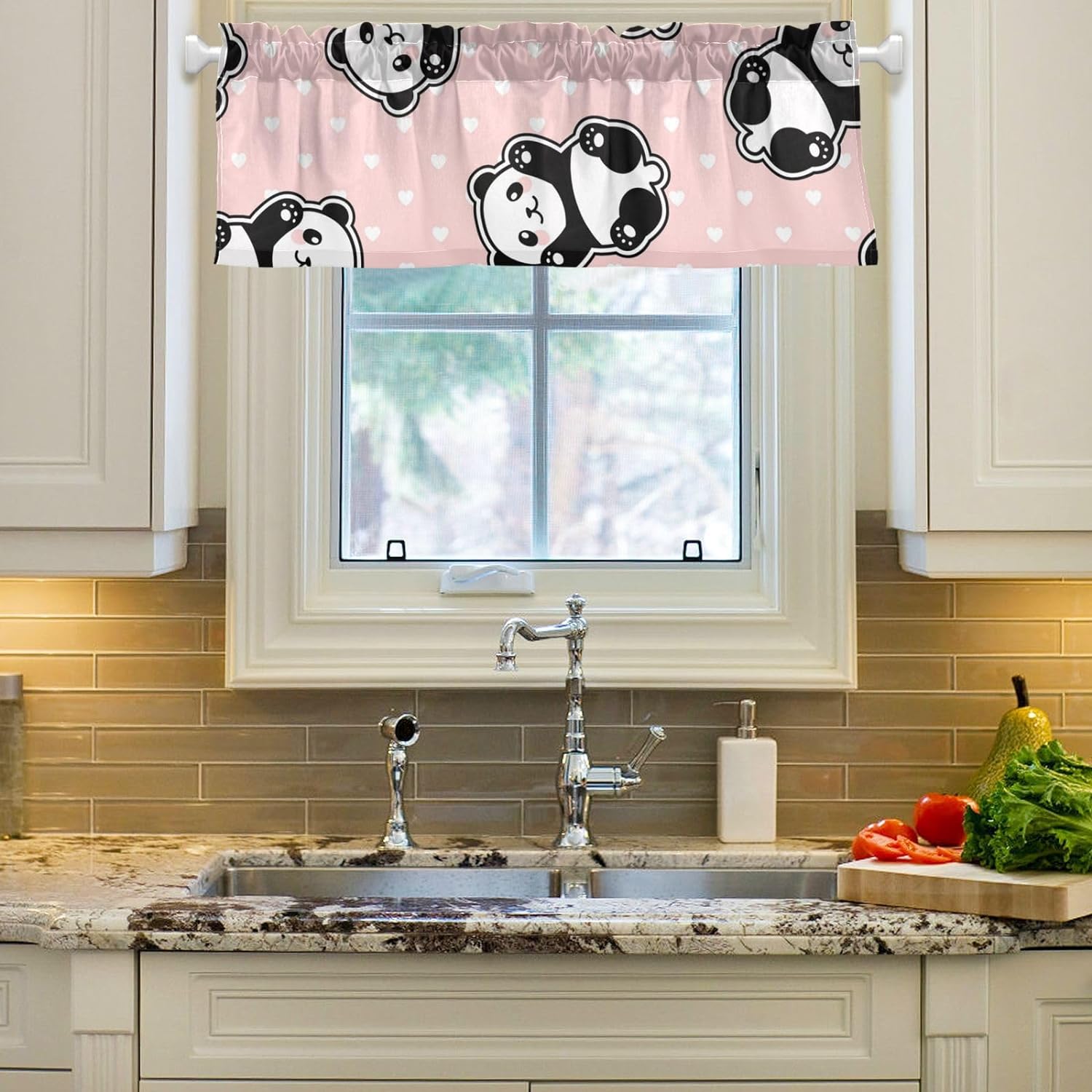 Hidove Cute Panda Windows Valance Curtains Double Layer Short Blackout ...