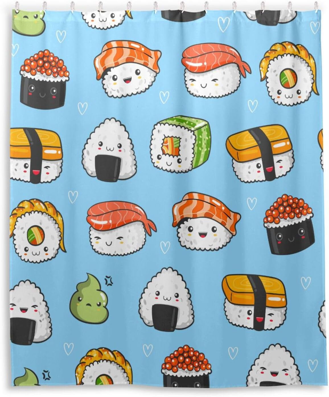 Hidove Cute Sushi Shower Curtain For Bathroom Waterproof Fabric Shower