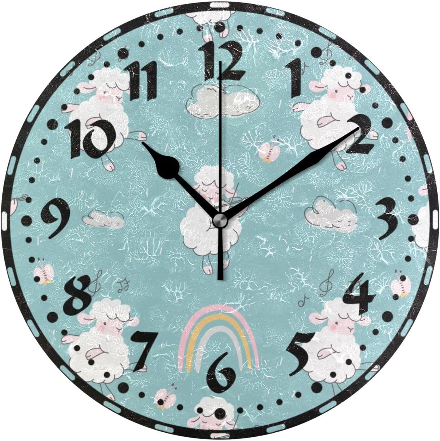 Hidove Cute White Lamb Wall Clock, Silent Non Ticking 10 Inch Battery ...