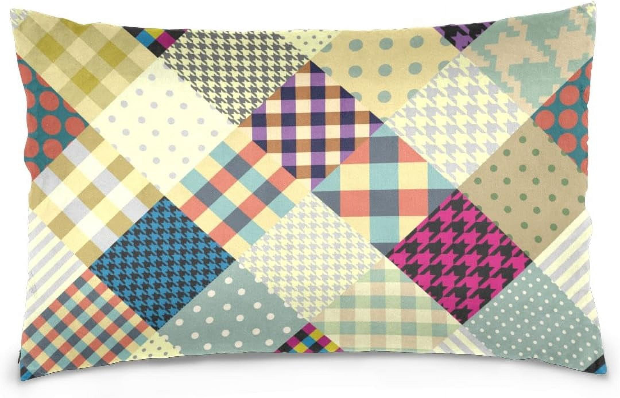Hidove Diagonal Plaid Tartan Velvet Oblong Lumbar Plush Throw Pillow ...
