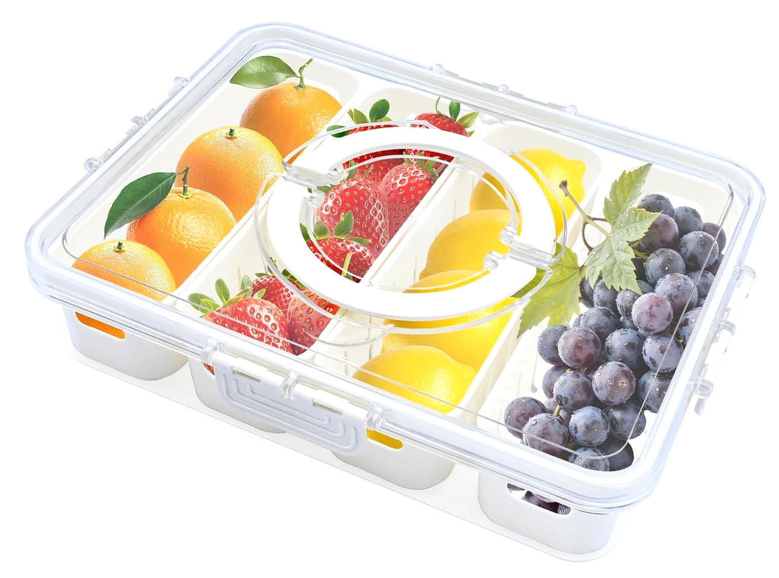 Hidove Divided Container with Lid and Handle, 4 Compartment Snack ...