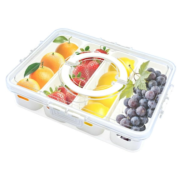Hidove Divided Container with Lid and Handle, 4 Compartment Snack ...
