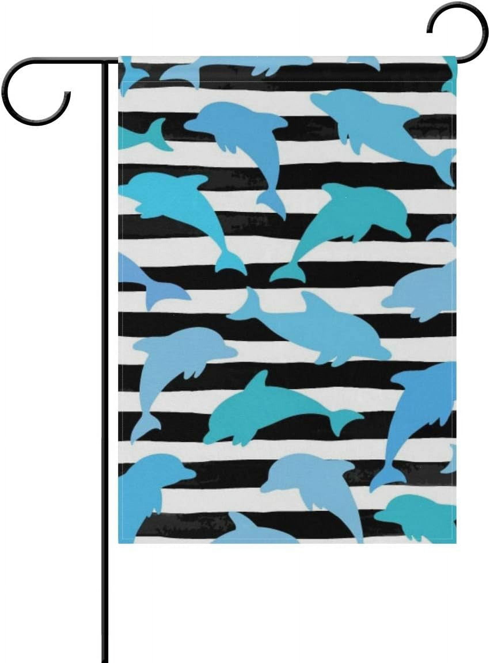 Hidove Dolphin On Black and White Stripe Double-Sided Printed Garden ...