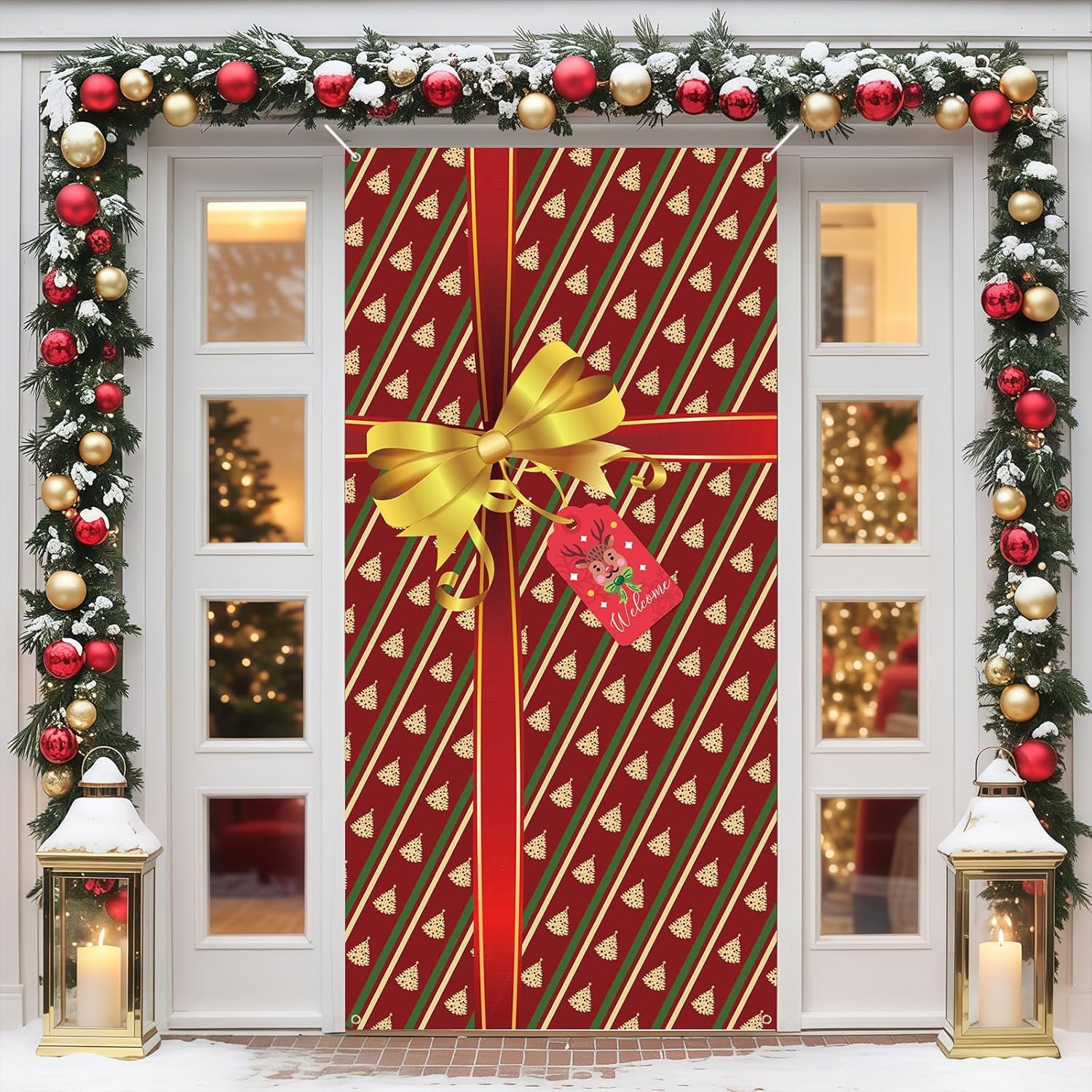 Hidove Door Cover Red for Holiday Door Decor, Christmas Party Doors ...