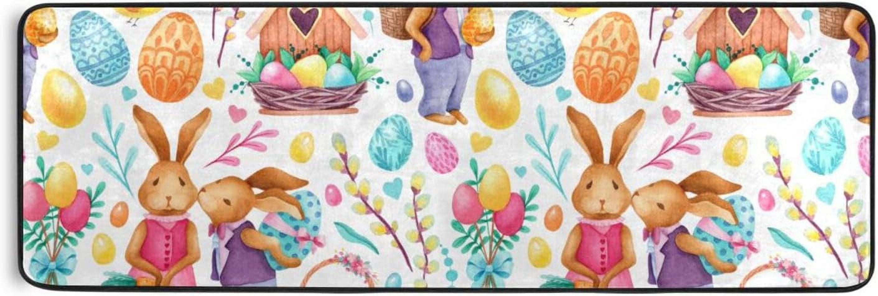 Hidove Easter Bunnie Eggs Area Rug - 2' x 6' Washable Runner Rugs with ...